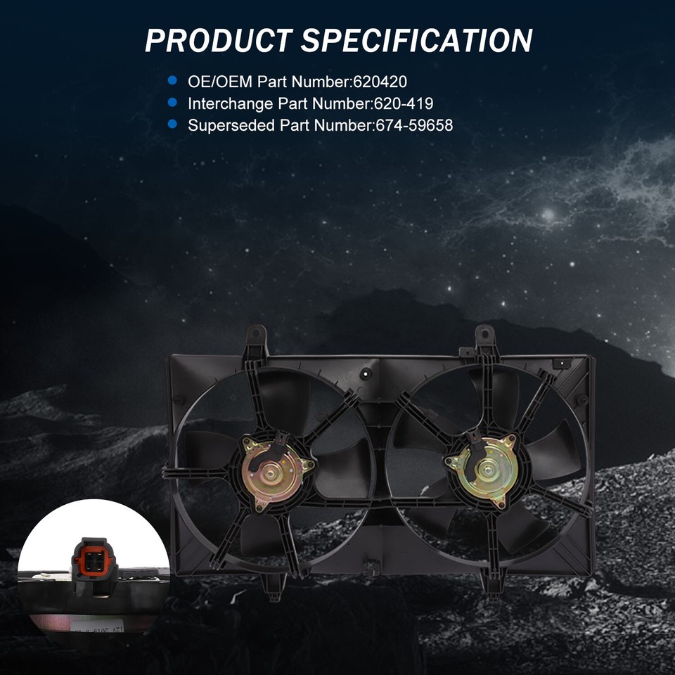Radiator Condenser Cooling Fan Assembly For Nissan Maxima SE Sedan 4 ...