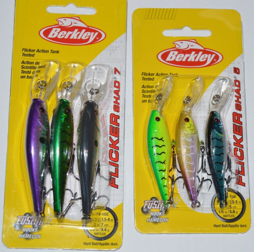 6 lures berkley flicker shad size 7 & 5 rattles assortment crankbaits ...
