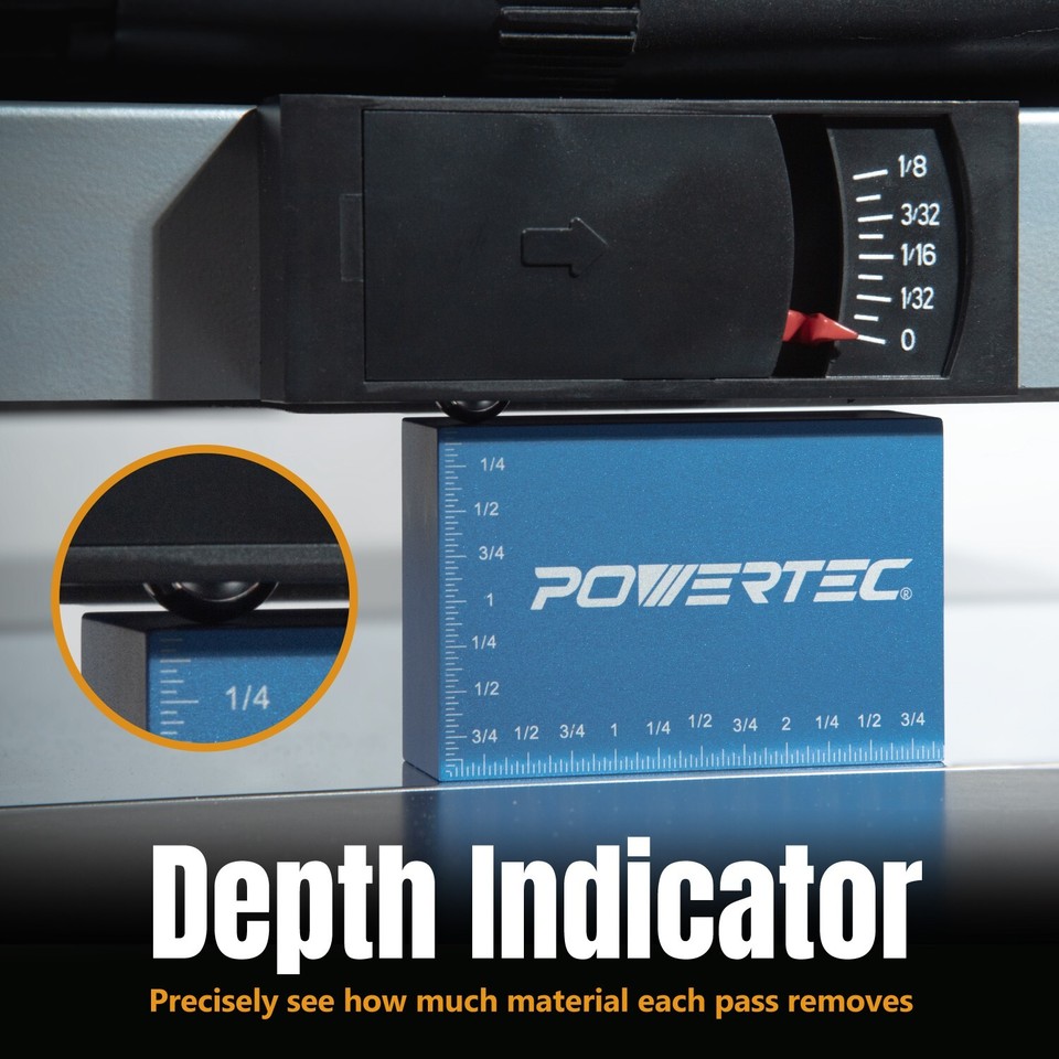 POWERTEC PRO Benchtop Thickness Planer - 13" Workbench, 15 Amp, 3-Blade ...