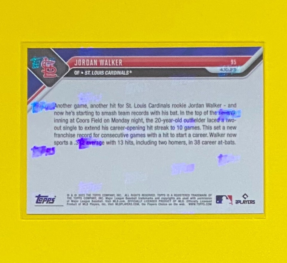 2023 MLB Topps Now Jordan Walker ROOKIE CARD SP St. Louis Cardinals #95 ...