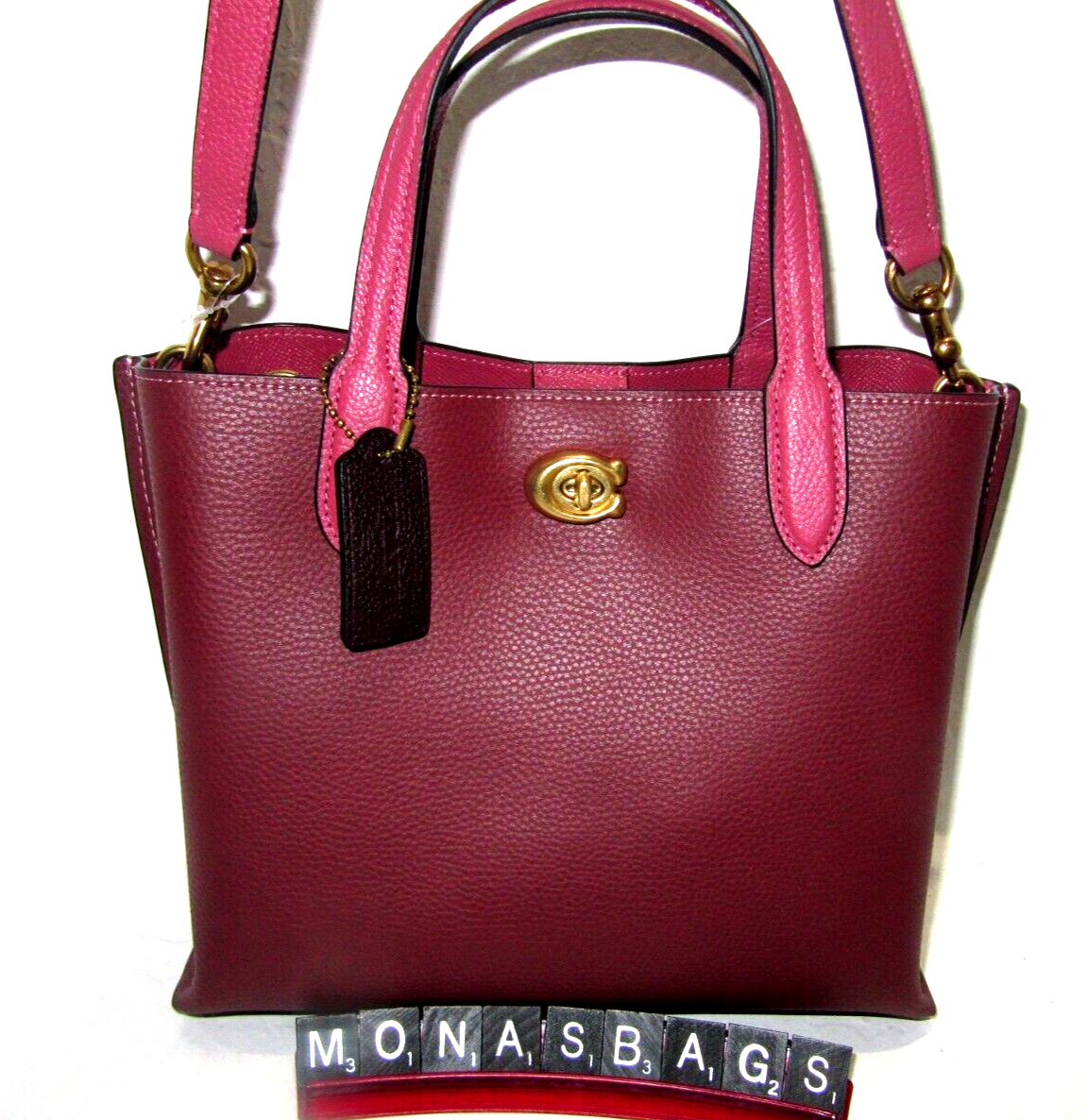 COACH C8561 Willow Tote 24 Chalk White Colorblock Bag Leather Japan ...