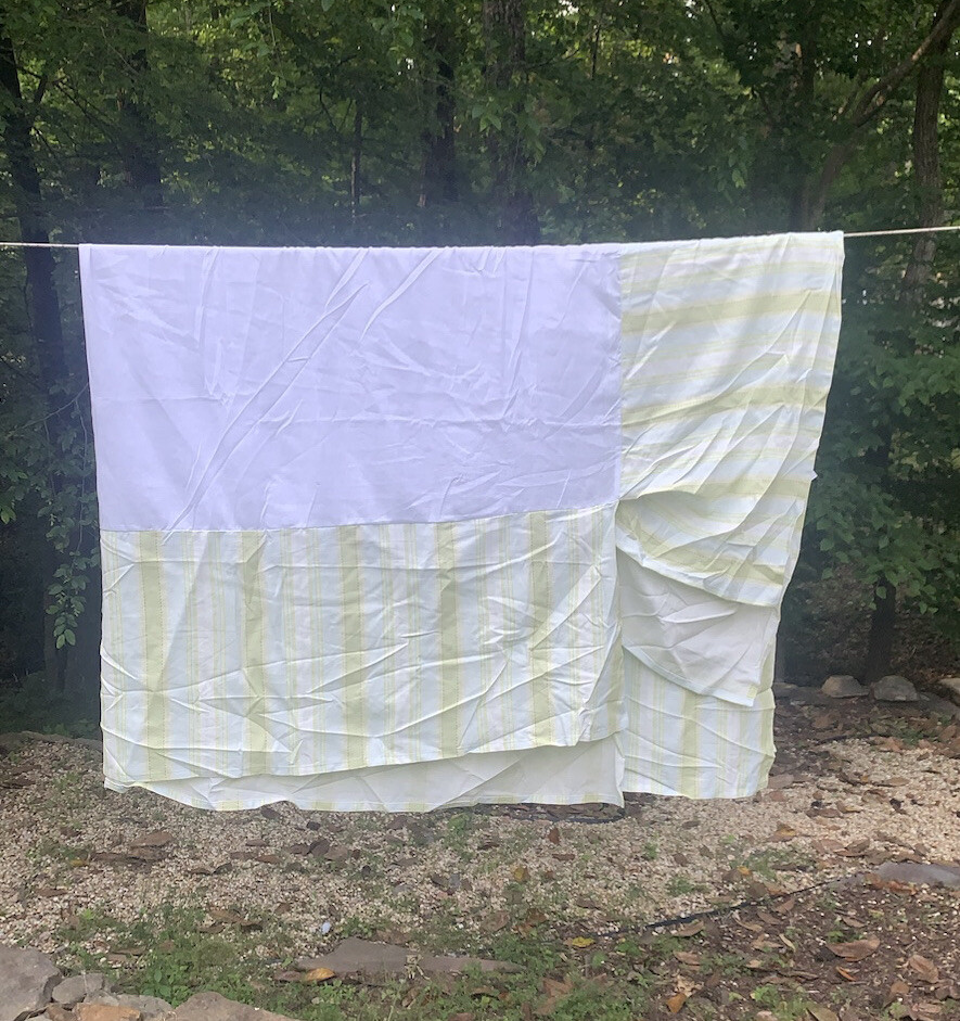 Waverly Blue Green Off White Stripe King Bedskirt Tailored Dust Ruffle ...