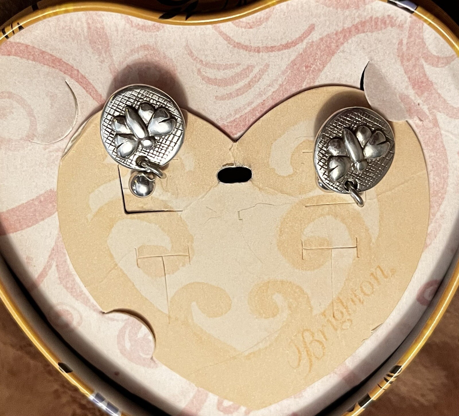 Retired Brighton Heart Butterfly Pierced Earrings In Original Tin New ...