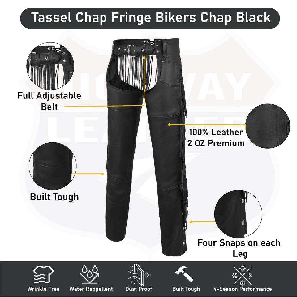Tassel Chap Fringe Chaps Motorcycle Riding Bikers Chap Black ...