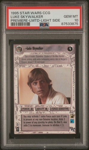 1995 Decipher Star Wars CCG LUKE SKYWALKER Limited Black Border PSA 10 ...