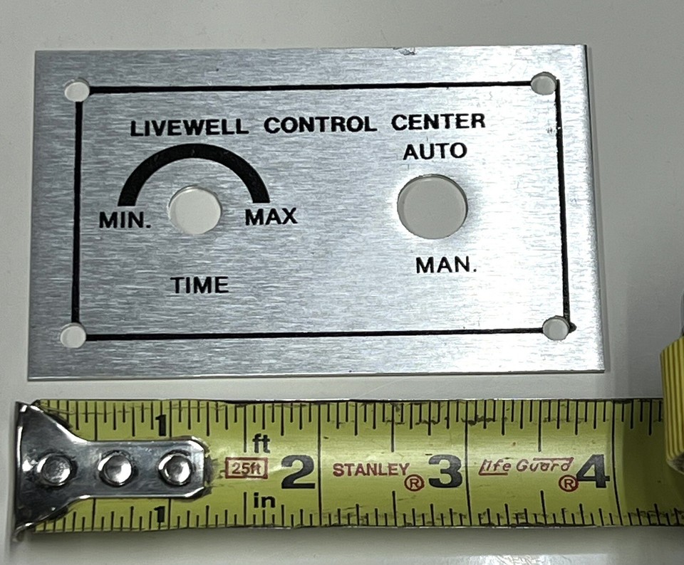 Boat~Marine Fish Livewell Control 4" Aluminum DASH PLATE ONLY~Aerator ...