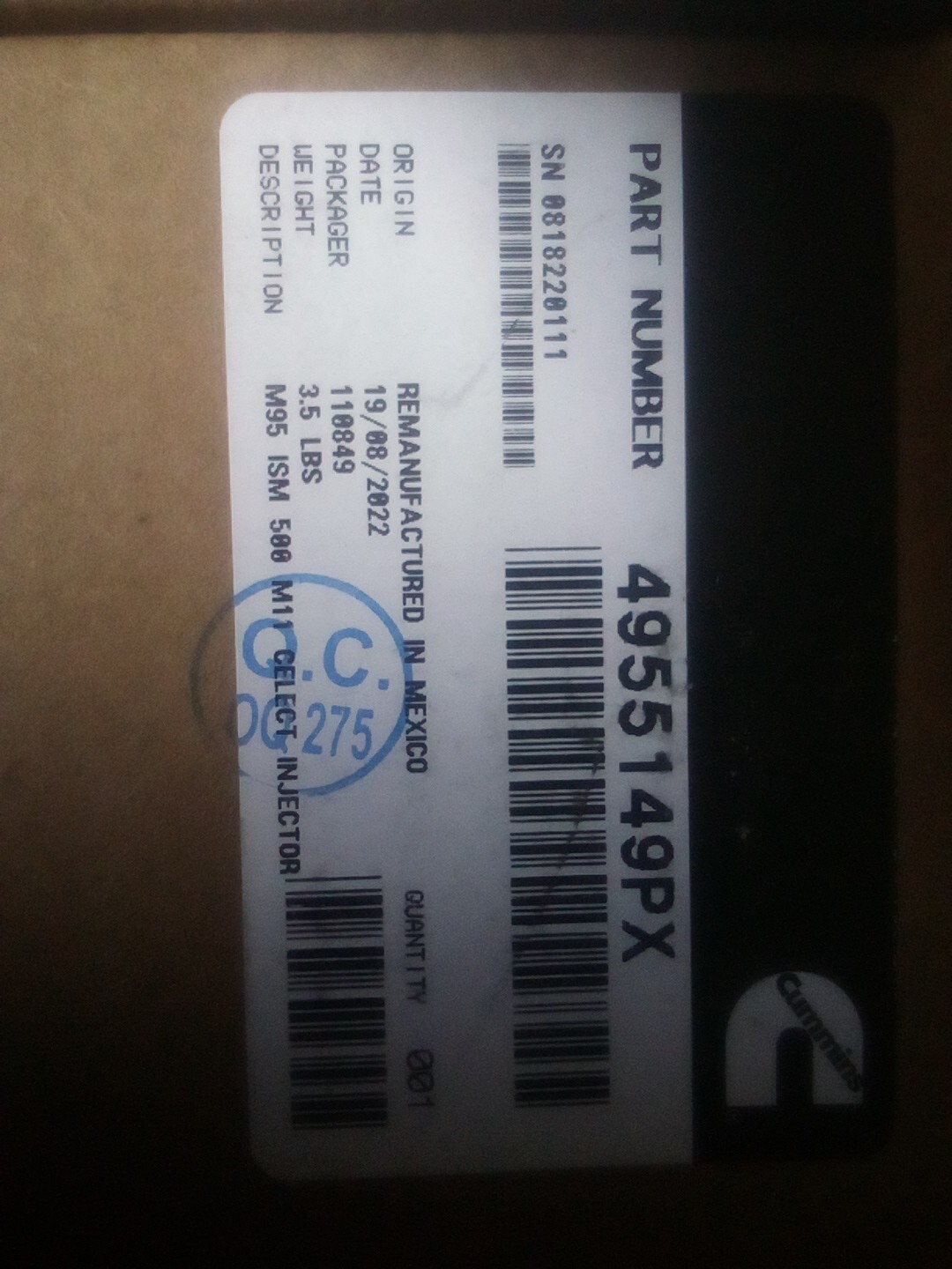 New, Genuine Cummins M95 ISM 500 M11 CELECT INJECTOR p/n 4955149PX | eBay