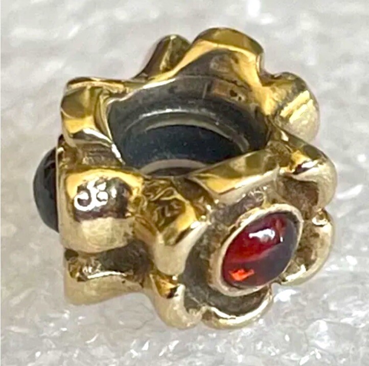 Pandora 14k Solid Gold & Garnet Flower Ribbon Charm # 750343 GR ...