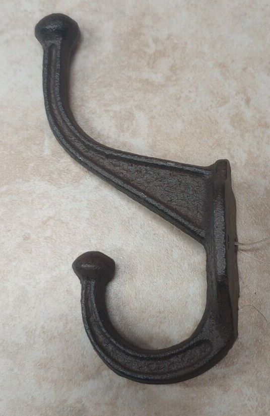 Rustic Cast Iron Double Wall Hat Coat Purse HOOK 6″H X 3″L Mudroom ...