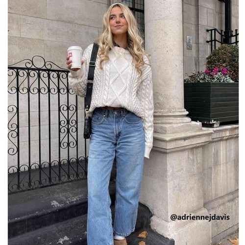 NWOT Aelfric Eden Retro 90s Cream Cable Knit Sweater Size M – Cozy ...
