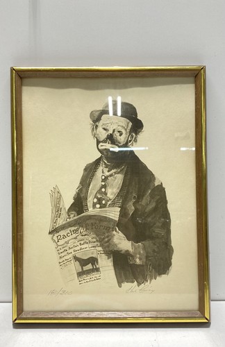 Clown Reading Paper Print 180 of 300 by Hal Crecy Signed. Framed | eBay