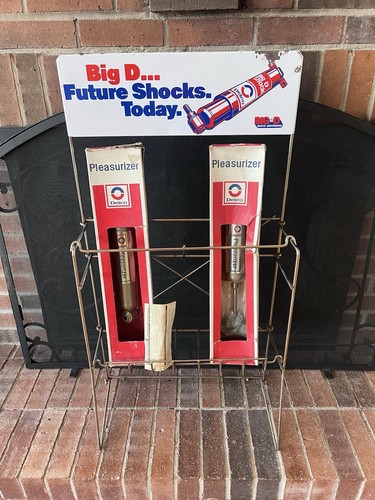 Vintage Bid D Gm Delco Shocks Ac Gas Oil Can Display Rack Sign Metal ...