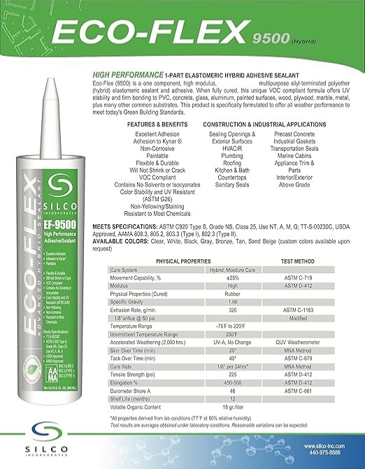 Silco Eco-Flex EF-9500 High Performance MS Polymer Hybrid Sealant (12 pack) | eBay
