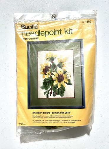 Bucilla Needlepoint Kit Sunflowers #4866 9x11 Jiffi Stitch Sealed | eBay