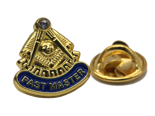 Past Master Freemasons Lapel Pin Gold and Blue with Rhinestone - LP 62 ...