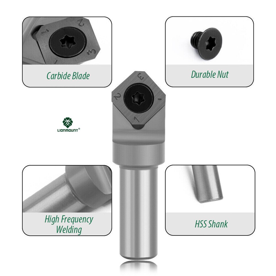 12mm Shank V Groove Router Bit Flat Bottom CNC Carbide Index Inserts 90 ...