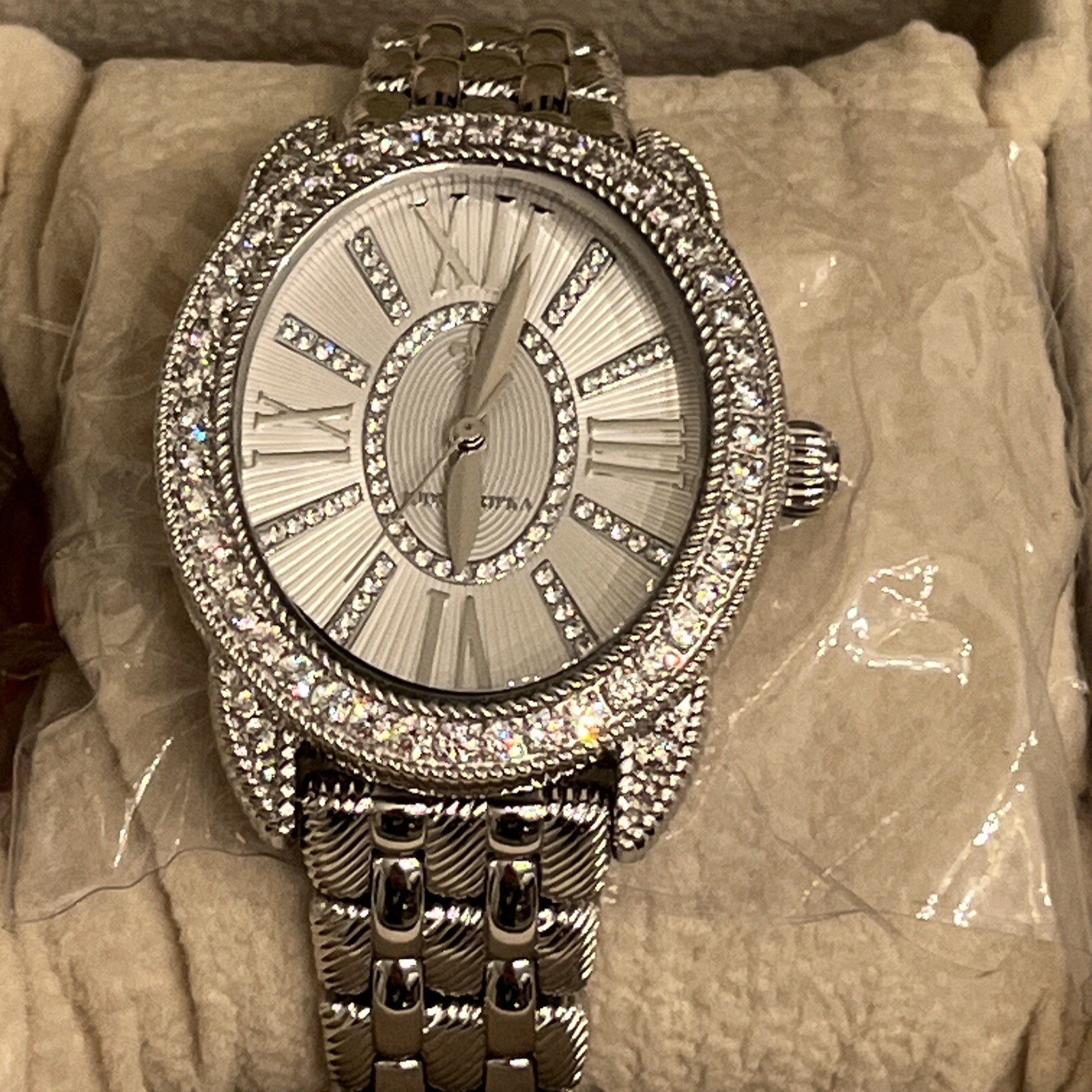 GORGEOUS!! Judith Ripka Diamonique Stainless Steel Interchangeable Band ...