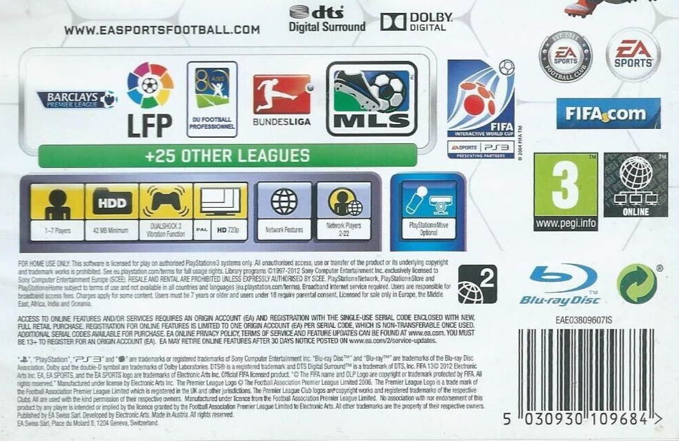 EA Sports FIFA 13 For PlayStation 3 PS3 Video Game PEGI 3 Sports ...