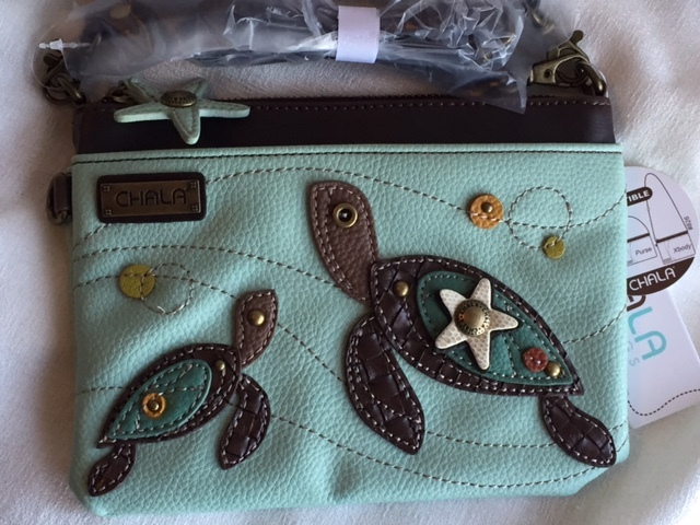 NEW CHALA SEA TURTLE MINI CROSSBODY CELL PHONE PURSE ADJUSTABLE STRAP ...