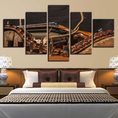 Long Gun And Bullets Weapon Canvas Print Painting Wall Art Home Decor ...