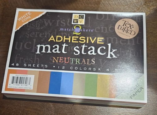 DCWV adhesive mat stack neutrals 48 sheets 12 colors 4.4x6.5 textured ...
