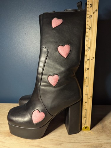 LAMODA Heart Platform Black Boots - Size 8 | eBay