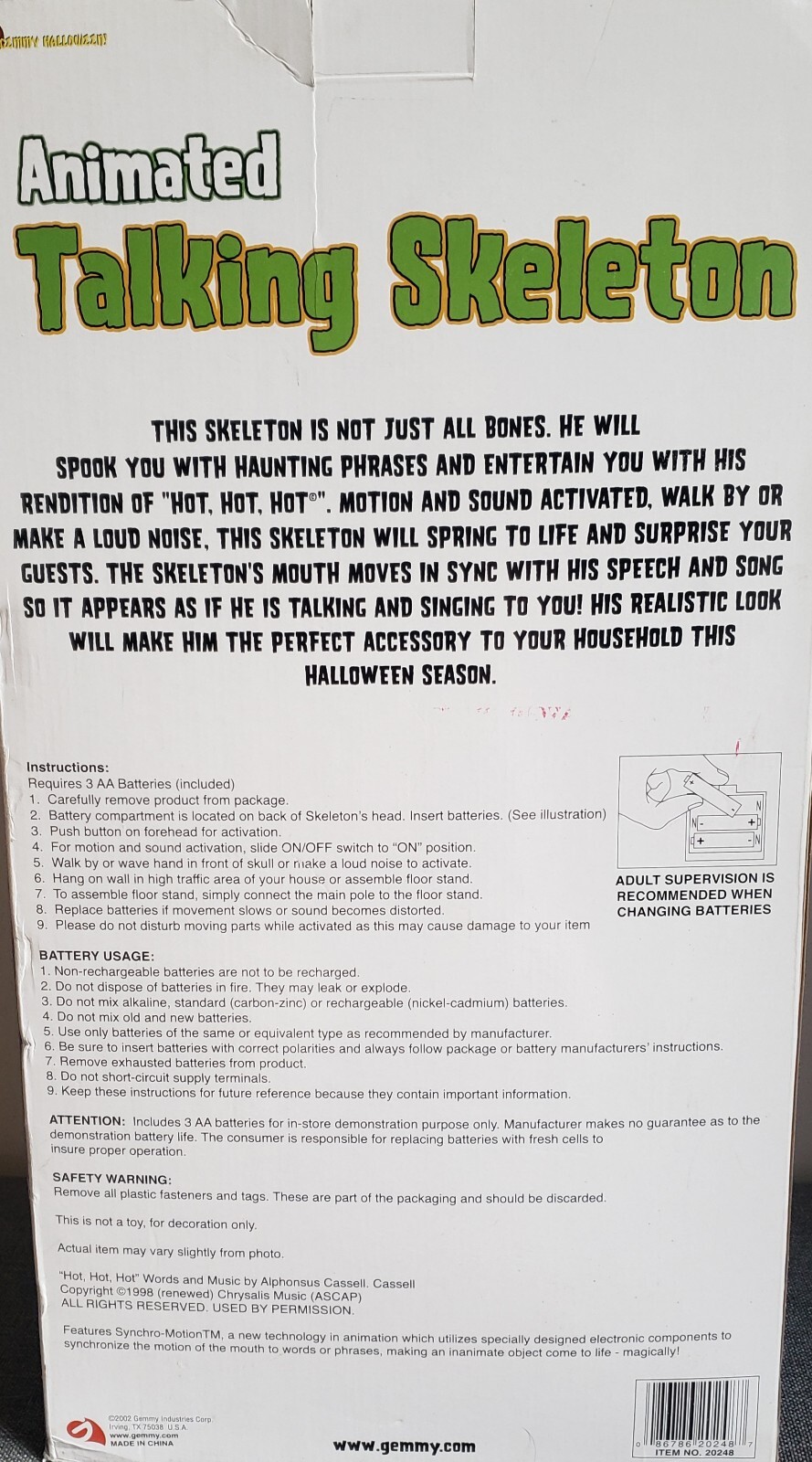 Vintage Gemmy Skeleton Groom 1998 Animated Talking Skeleton In Box | eBay