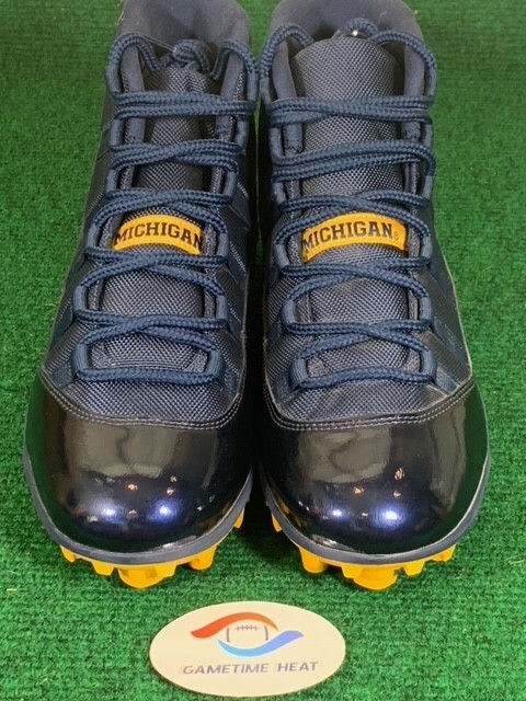 Jordan Retro XI 11 Michigan Wolverines PE Mid TD Football Cleats Blue ...
