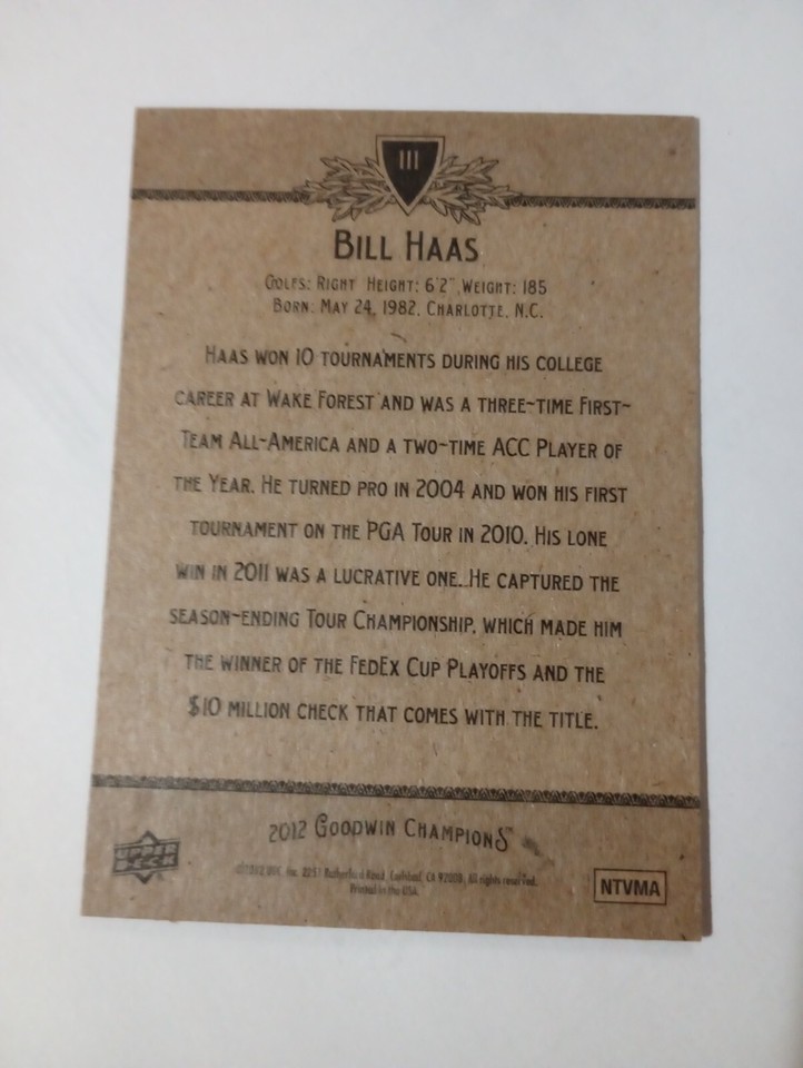 Bill Haas on card Autograph | eBay