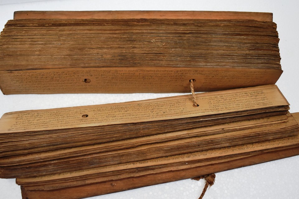 Antique Indian Hindu Palm Leaf Manuscript 18Th Century South Asia Tamil ...