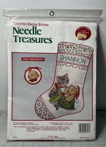 Christmas Stocking Kit Needle Treasures Counted Cross Stitch “Hat Box ...