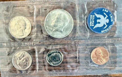 1965 Special Mint Set) 5 Coins Set w/Silver Kennedy in plastic ...