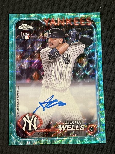 2024 Topps Chrome Austin Wells Aqua Autograph /199 🔥Rookie Auto 🔥 | eBay