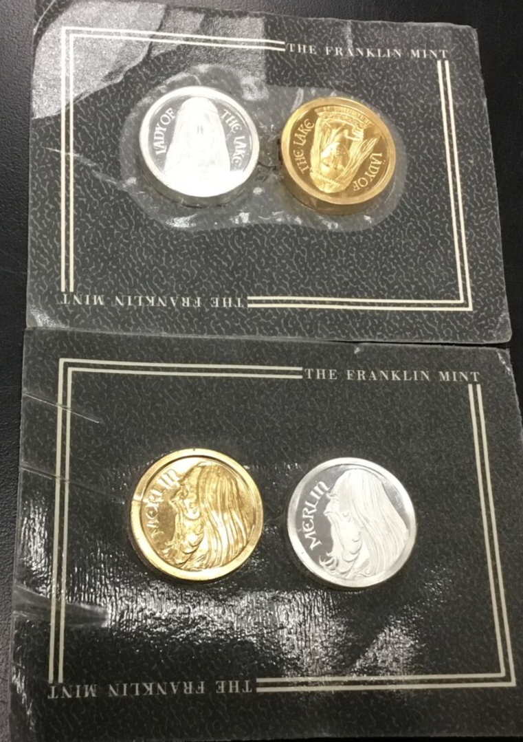 2-Franklin Mint MERLIN & Lady of The Lake Coins 2 Sets Vintage ...