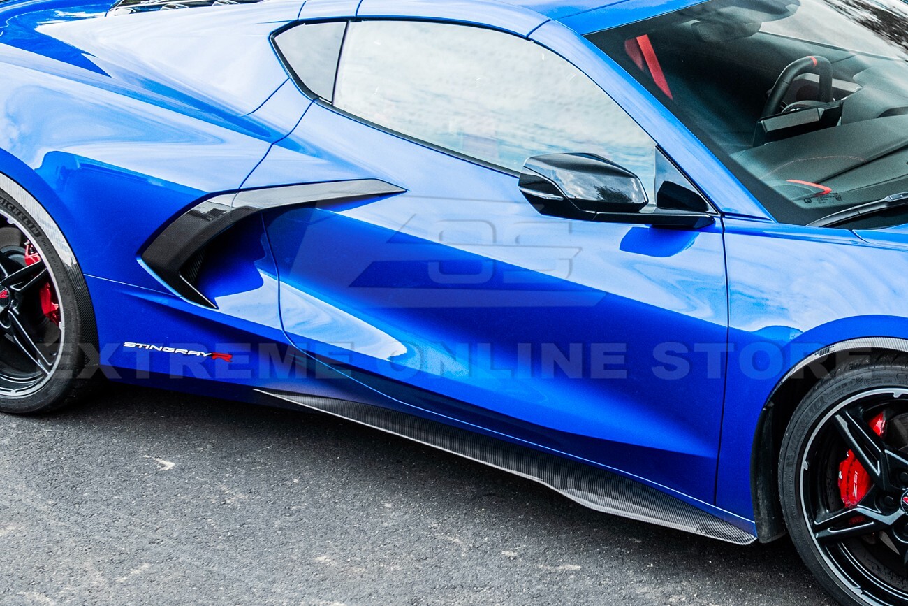 Z06 CARBON FIBER PRINT Front Splitter Canards & Side Skirt 20-Up ...