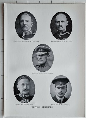 1918 WW1 WORLD WAR I PRINT - BRITISH GENERAL MAJOR GENERAL ALLENBY ...