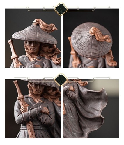 8" Zi Sha Clay Swordsman Statue Chinese Knight Zen Figure Righteous ...