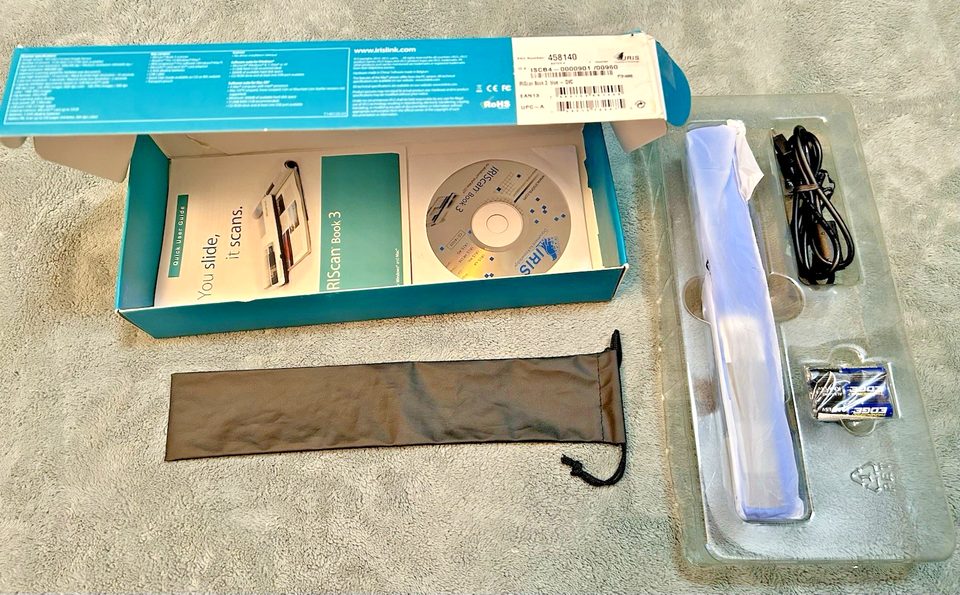 IRIScan Book 3 Handheld Wand Document Slide Scan BLUE Windows Mac ...