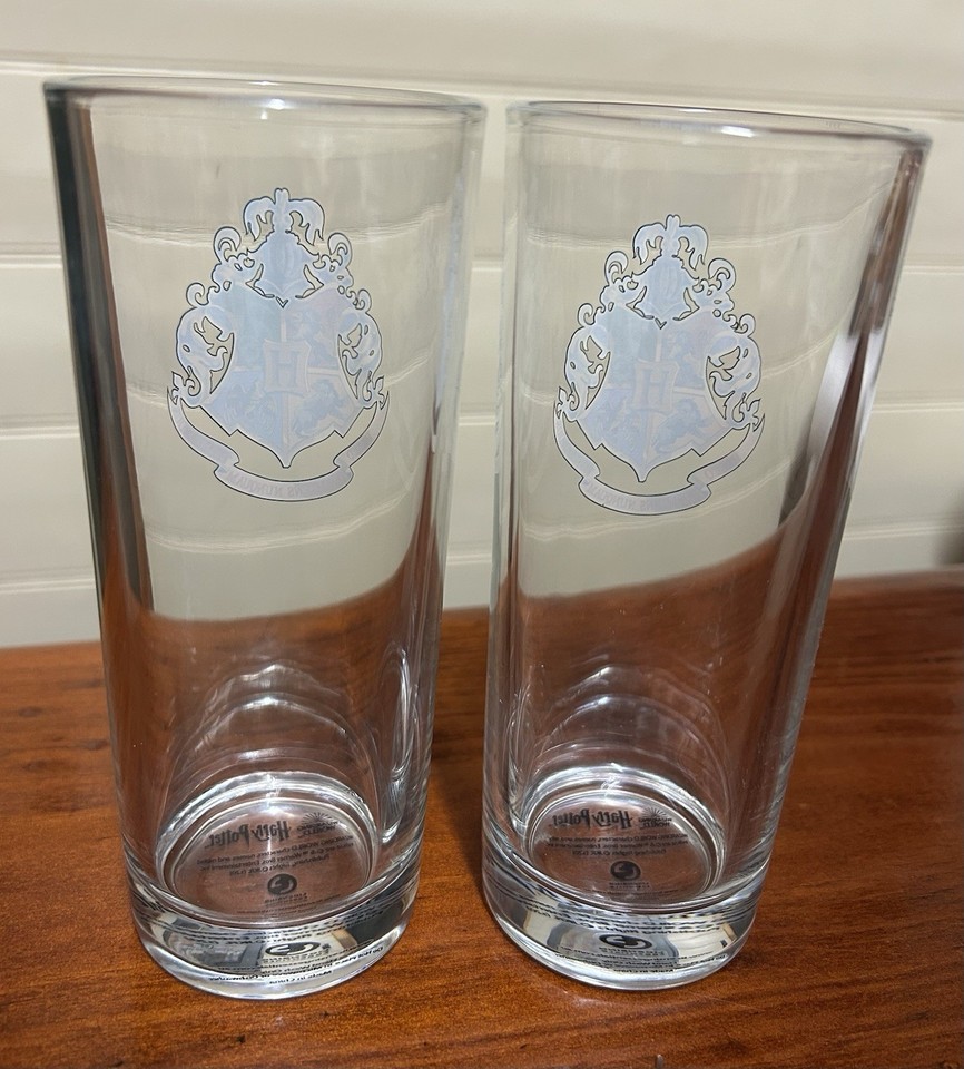 2 x Harry Potter Hogwarts Crest Tall Glasses, Wizards World, Hand Wash ...