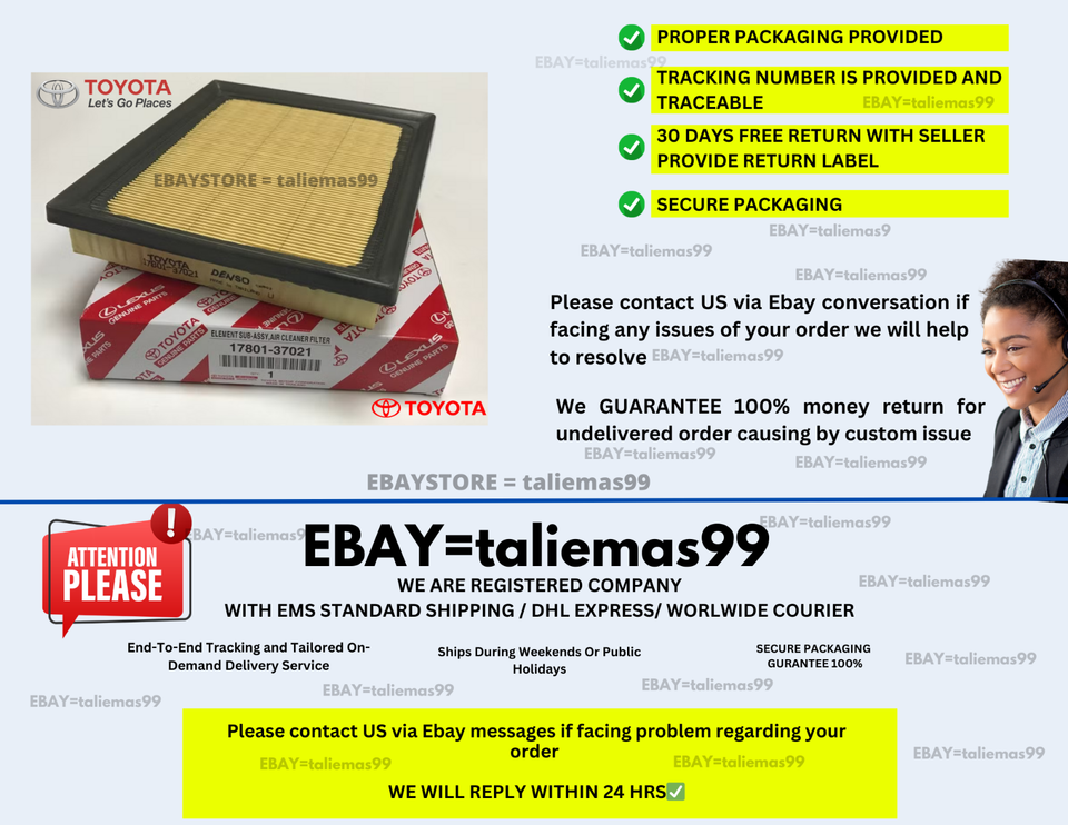 Genuine TOYOTA Engine Air Filter 17801-37021 17801-YZZ12 1780137020 OEM ...