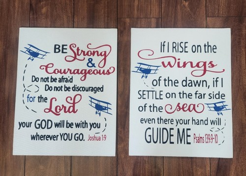2-piece wall art Vintage airplane canvas with Bible verse 11 X 14 | eBay