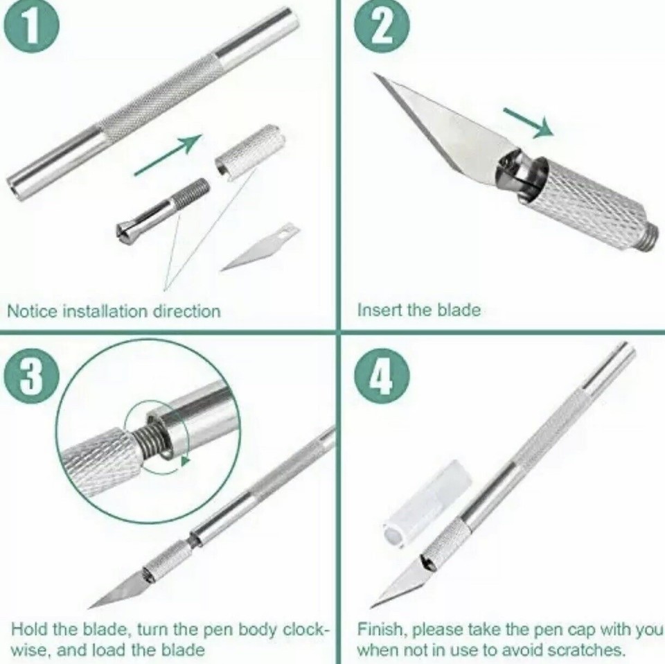 6PC PRECISION KNIFE SET RAZOR BLADE EXACTO CUTTING TOOL ARTS & CRAFT ...