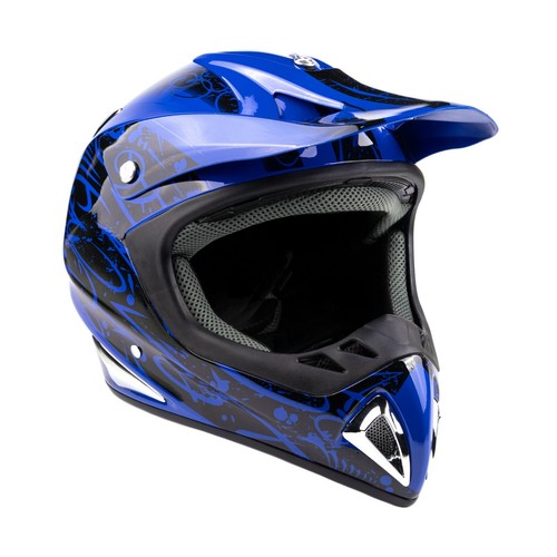 Snowmobile Helmet Snocross Blue Splatter Breath Box Adult DOT Snow Open ...