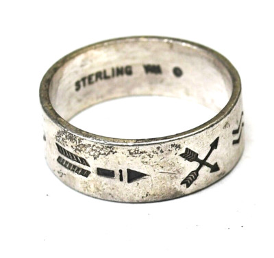 Sterling Silver Vintage Wheeler Arrows Ring 6mm Band Size 5-3/4 | eBay
