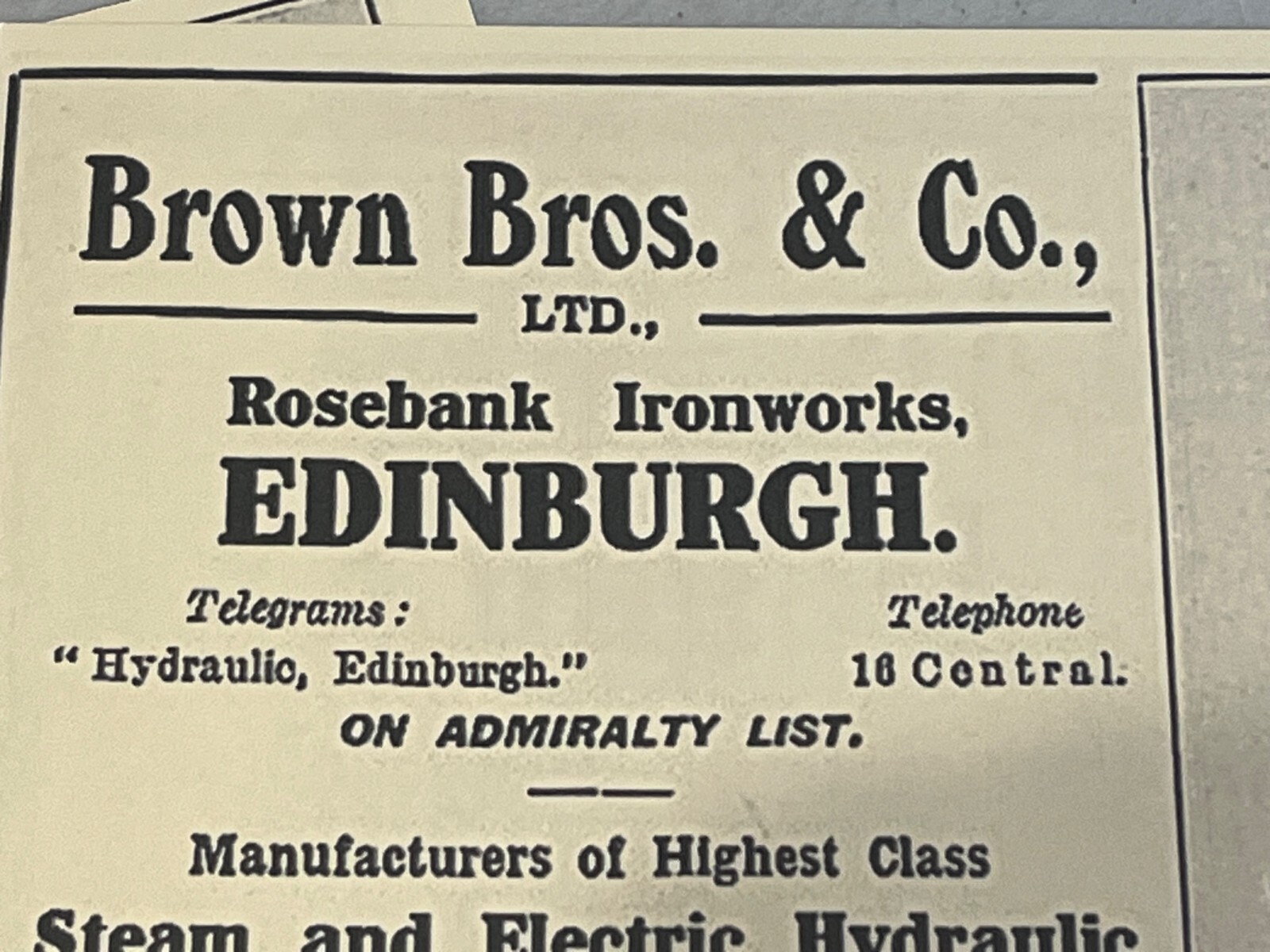 TITANIC'S TELEMOTOR, BROWN BROS & CO LIMITED ADVERTISEMENT REPRINT | eBay