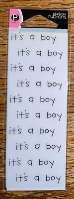 Pebbles Inc. Duplicate Rub-Ons Baby Black ~ It's a Boy ~ Title Repeats ...