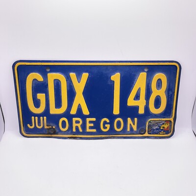 Vintage 1964-1973 Oregon License Plate GDX 148 - Single Plate Blue ...