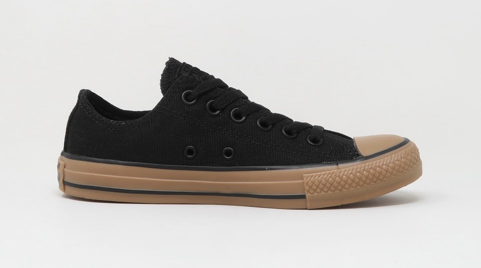 CONVERSE Women Boys Shoes Chuck Taylor Low Black Gum Bottom All Star ...