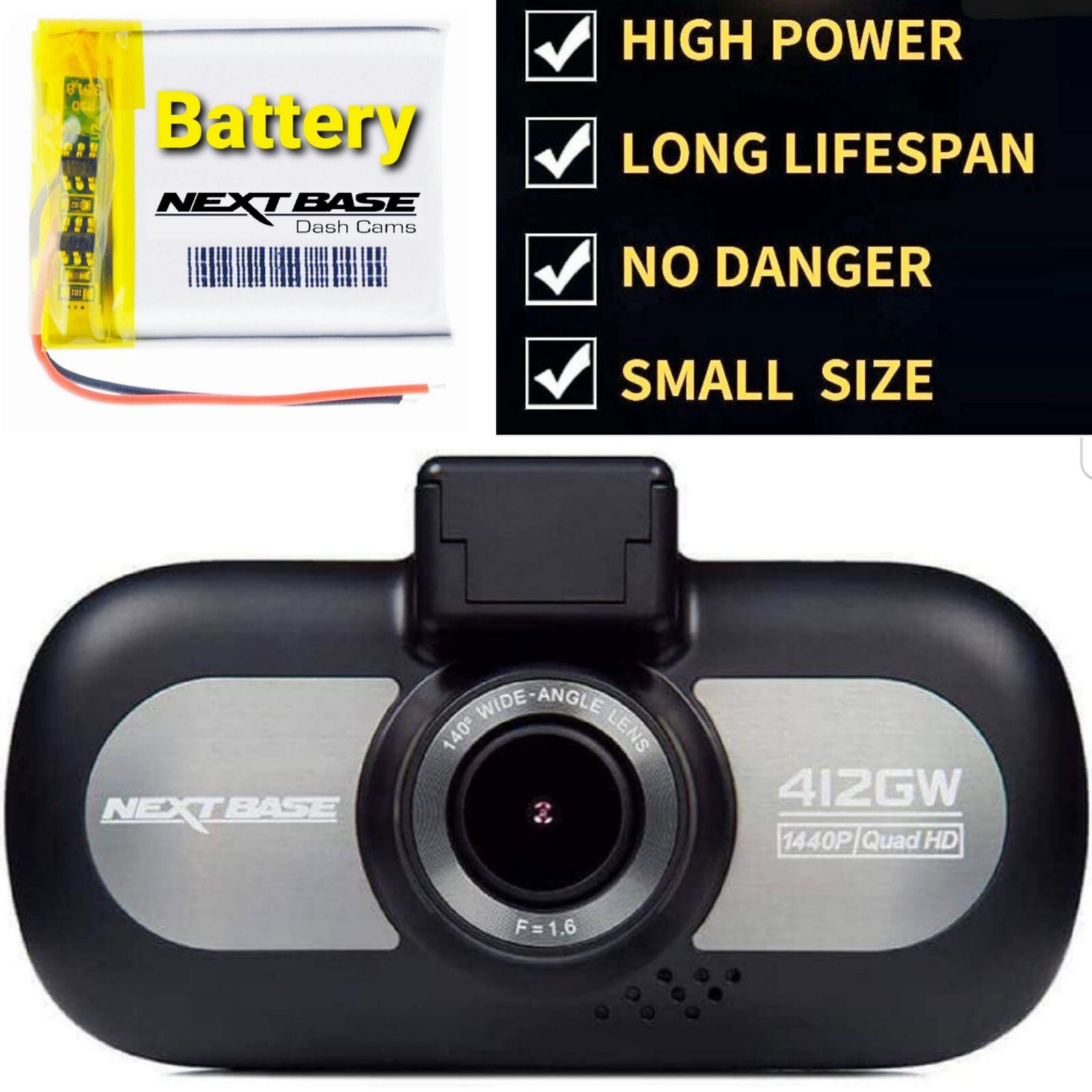 Nextbase 512GW Dash Camera Replacement Battery with High Capacity ...