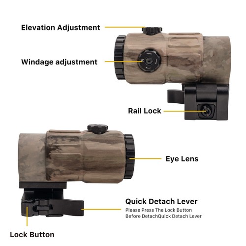 558+G45 Holographic Sight w/ 5x Magnifier Red Green Dot Holo Clone Full ...